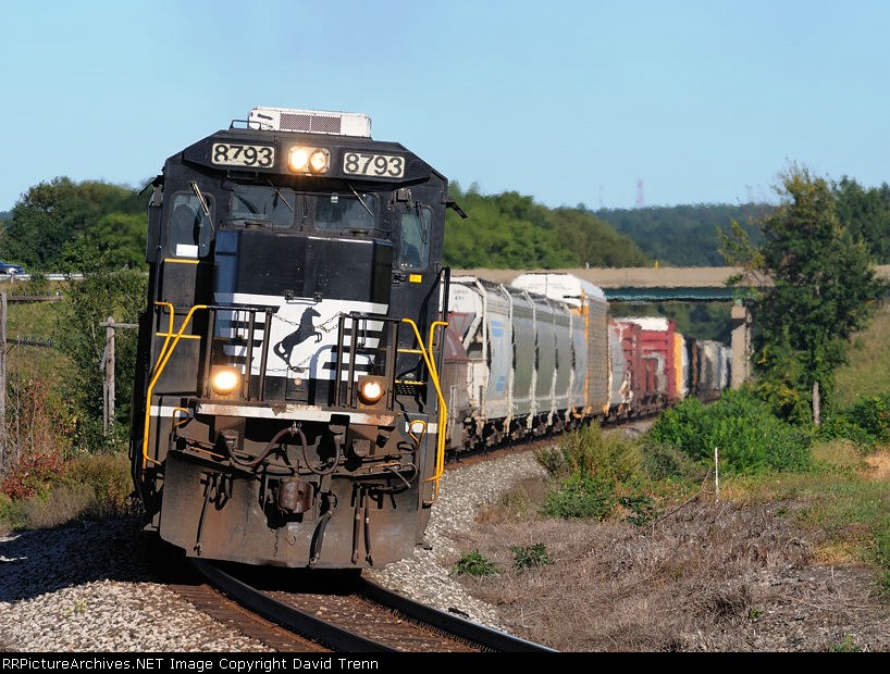 NS #8793 leads Westbound NS 309 at Bort Rd